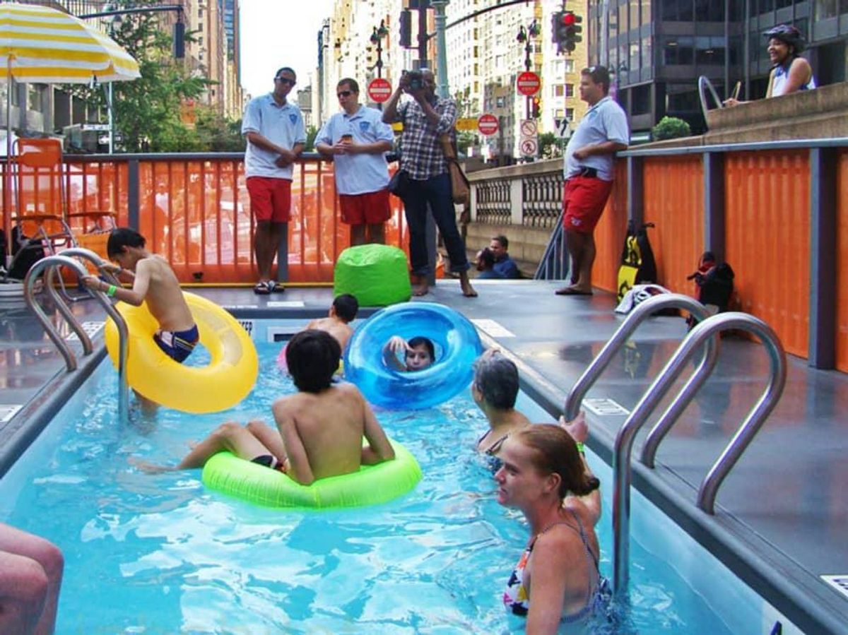 Dumpster pools debuted in New York on Park Avenue during the summer of ...