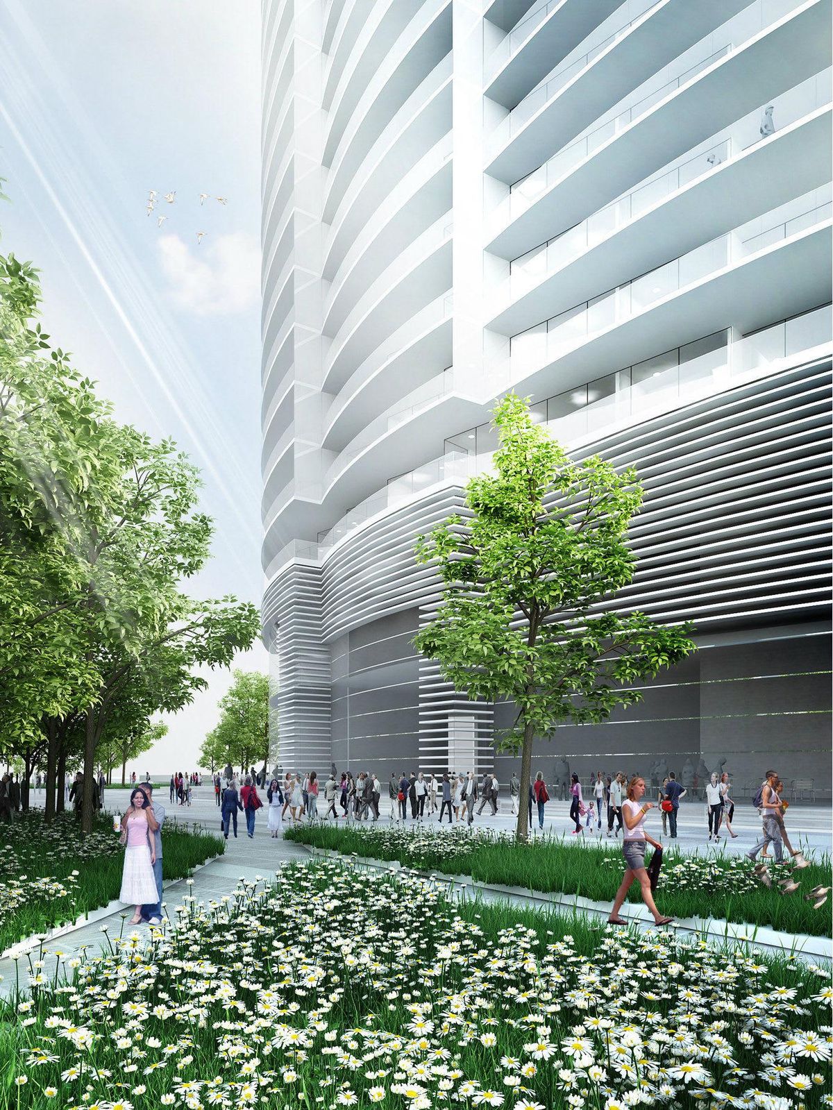 The gardens and retail-level plaza will be nestled within curated ...