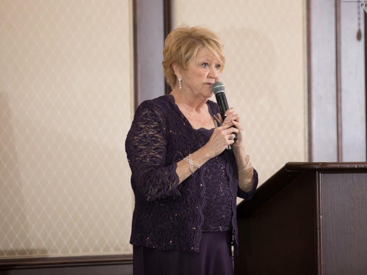 Margie Wright addresses the audience. - CultureMap Dallas