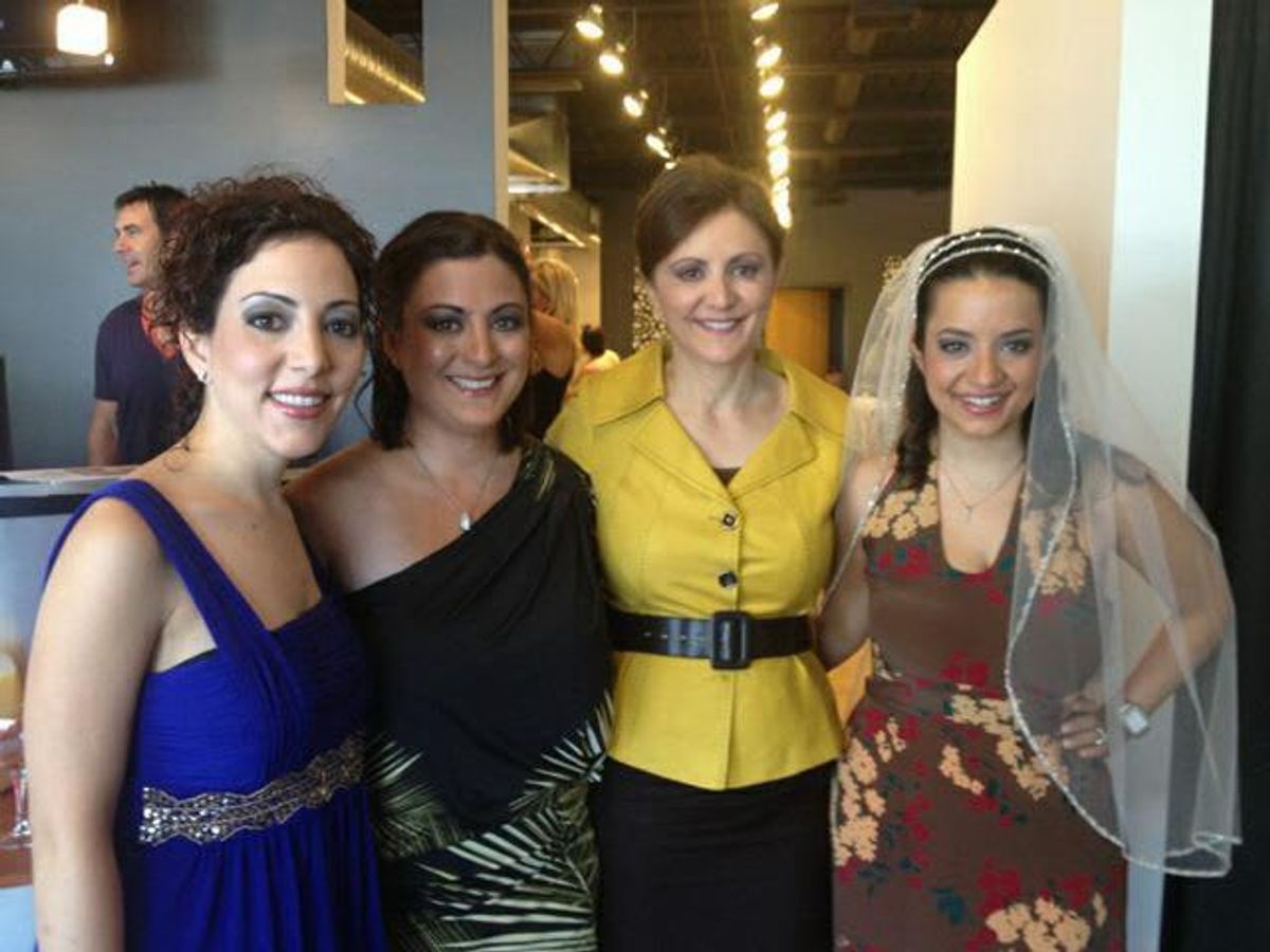 The author (second from left) with her sister Nadia (far left), mother ...