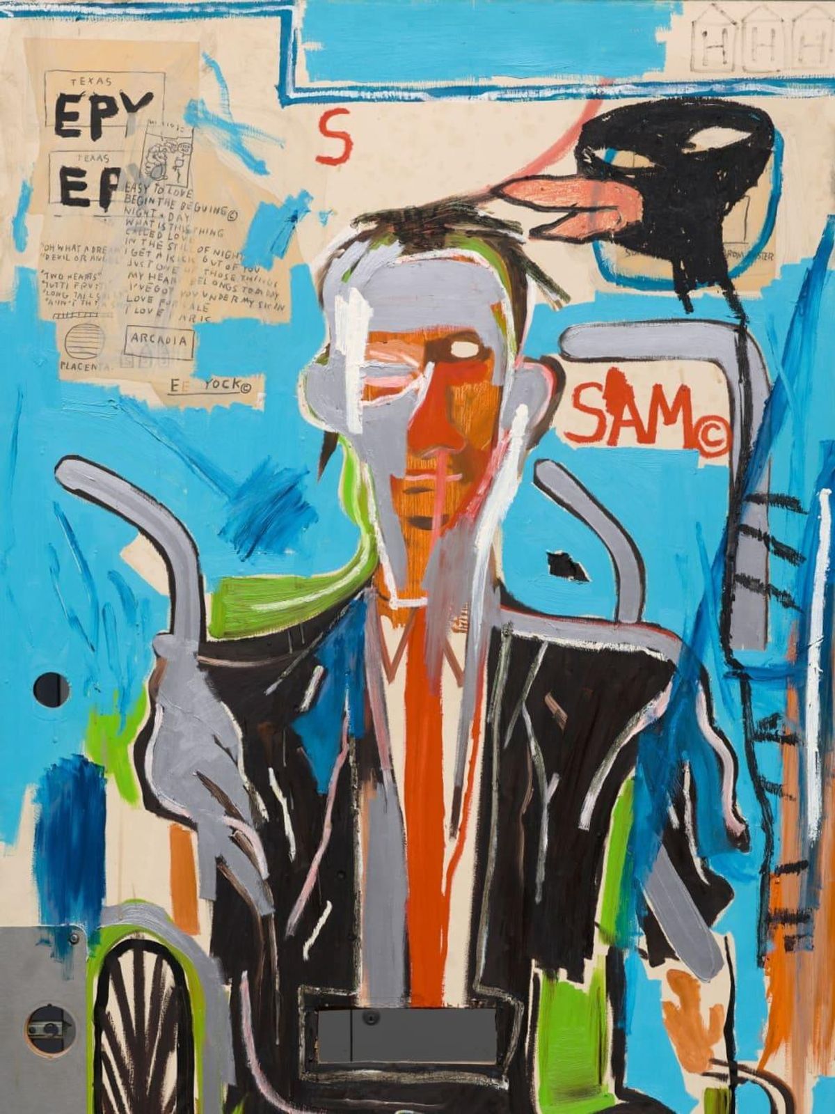 Jean-Michel Basquiat, Sam F, 1985, oil on door. - CultureMap Dallas