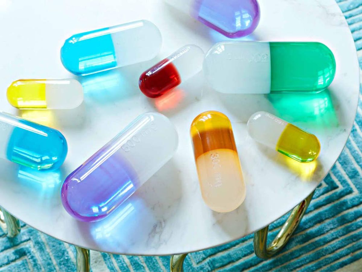 The designer’s oversized Lucite pills were an unexpected hit this year ...