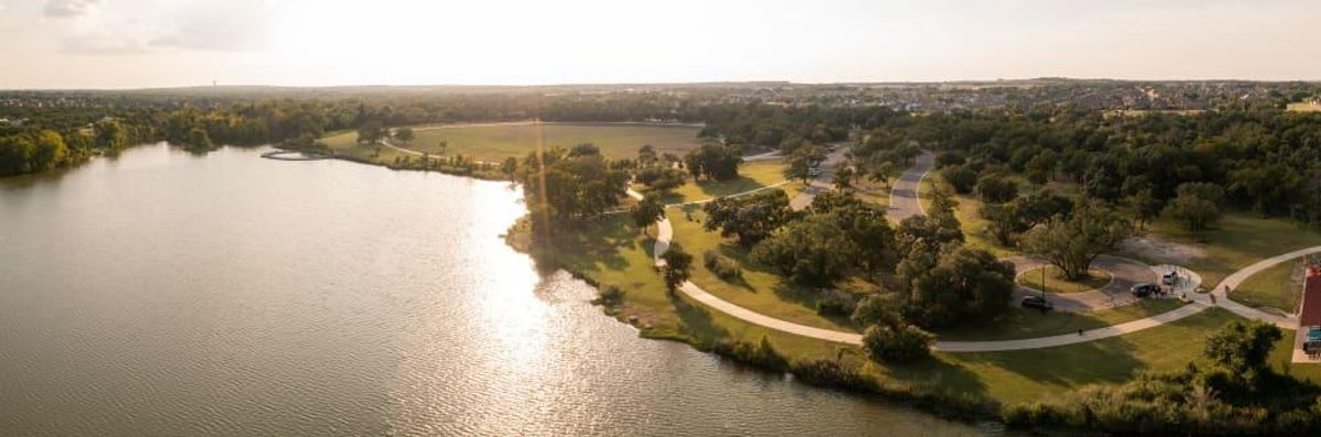 With its lakefront locale, historic Leander has plenty of green space ...