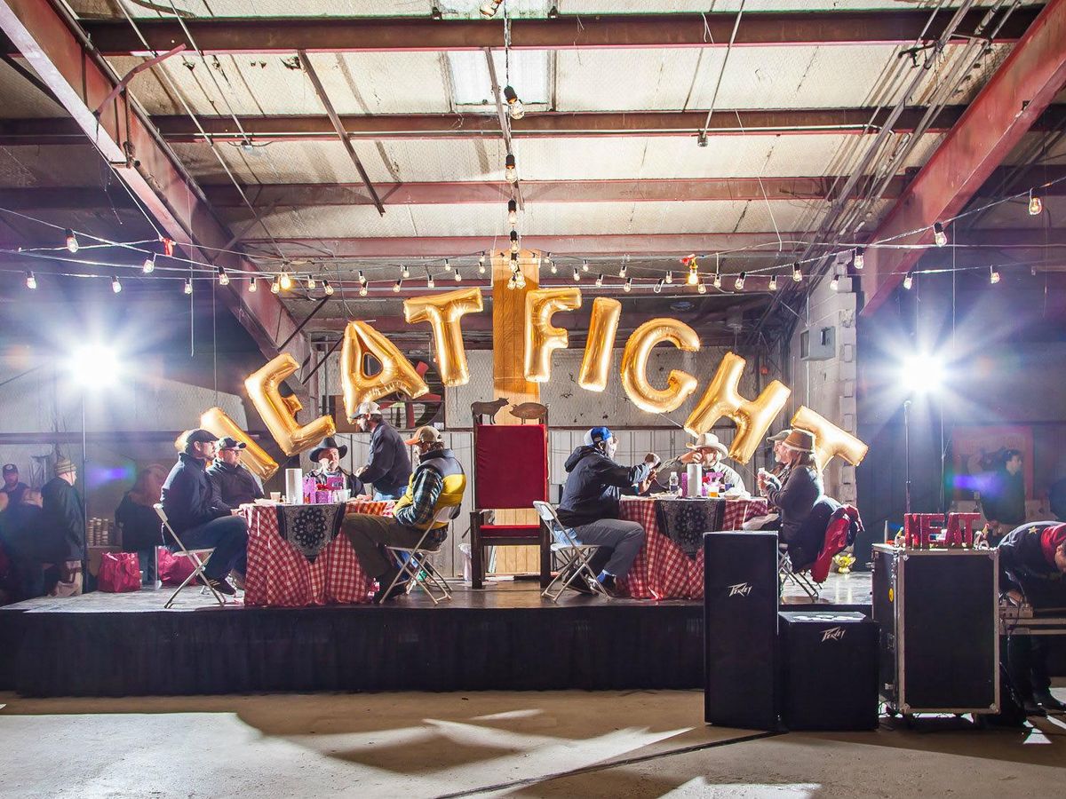 The judges deliberating during Meat Fight 2014. - CultureMap Dallas