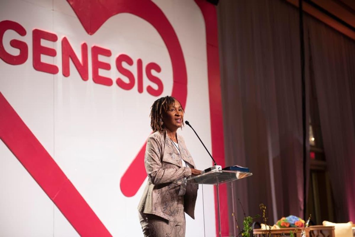 The Reverend Dr. Sheron Patterson led the invocation before lunch was ...