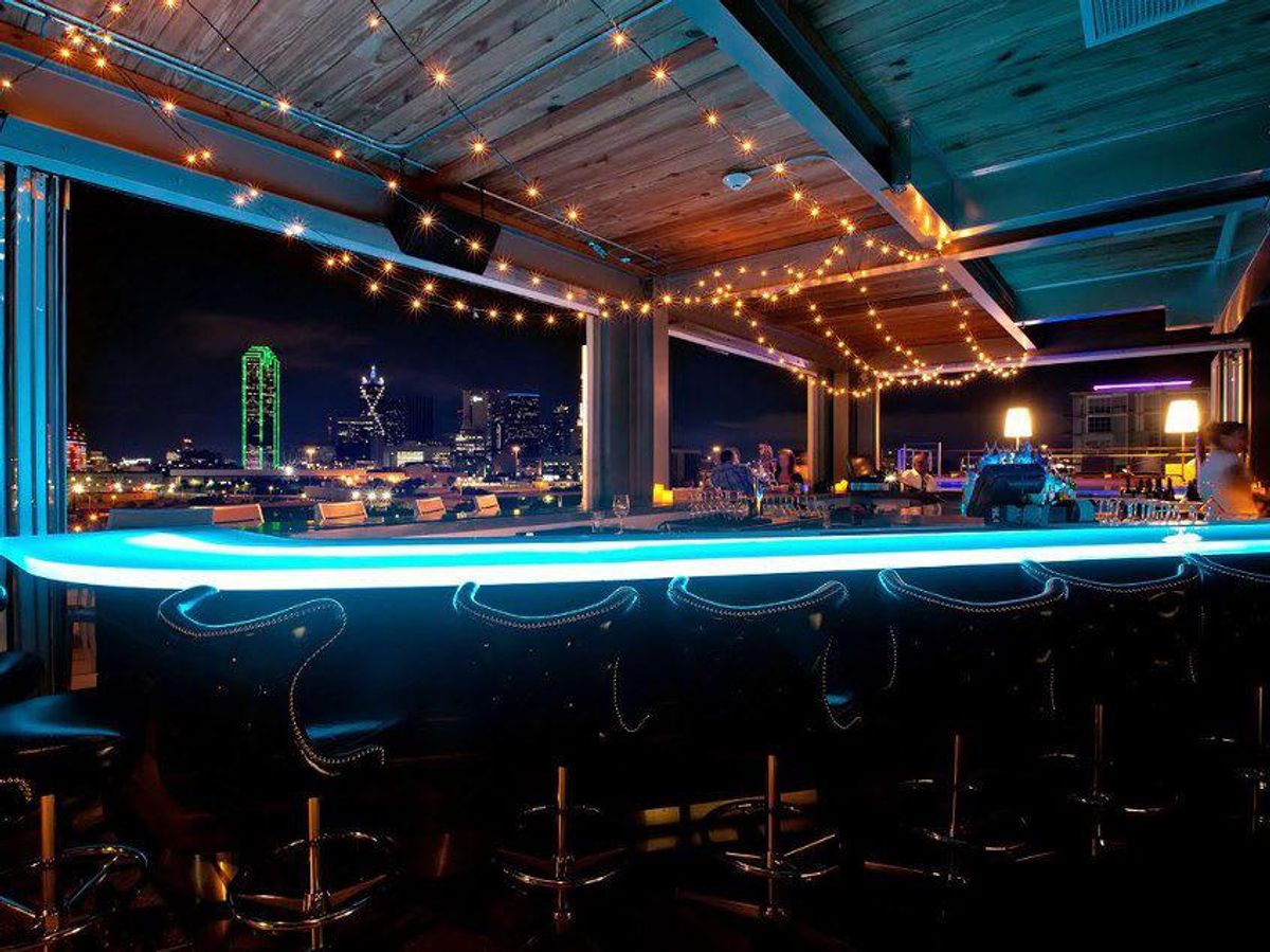NYLO South Side's rooftop Soda Bar is not lacking in lighting. The bar ...