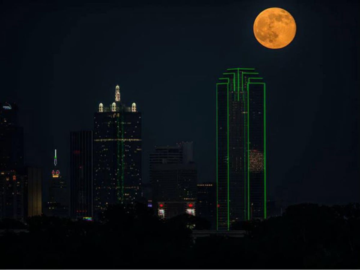 First SuperMoon rises over downtown Dallas skyline. - CultureMap Dallas