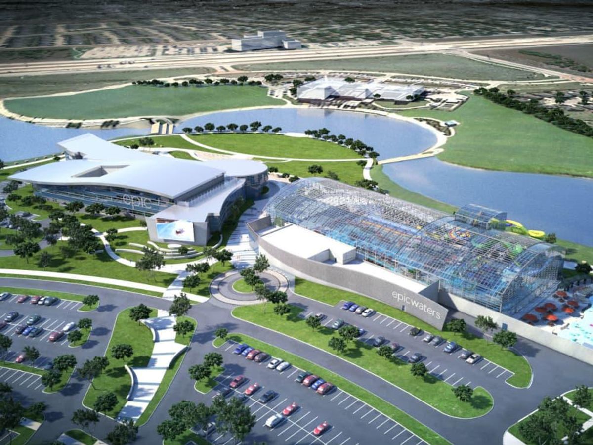 Epic Waters Indoor Waterpark, seen in a rendering next to The Epic ...