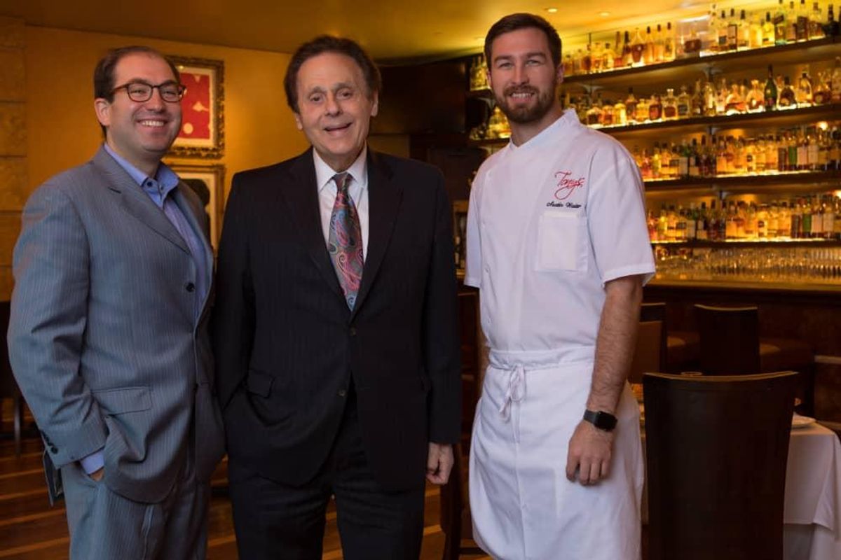 General manager Scott Sulma, Tony Vallone, and chef Austin Waiter ...