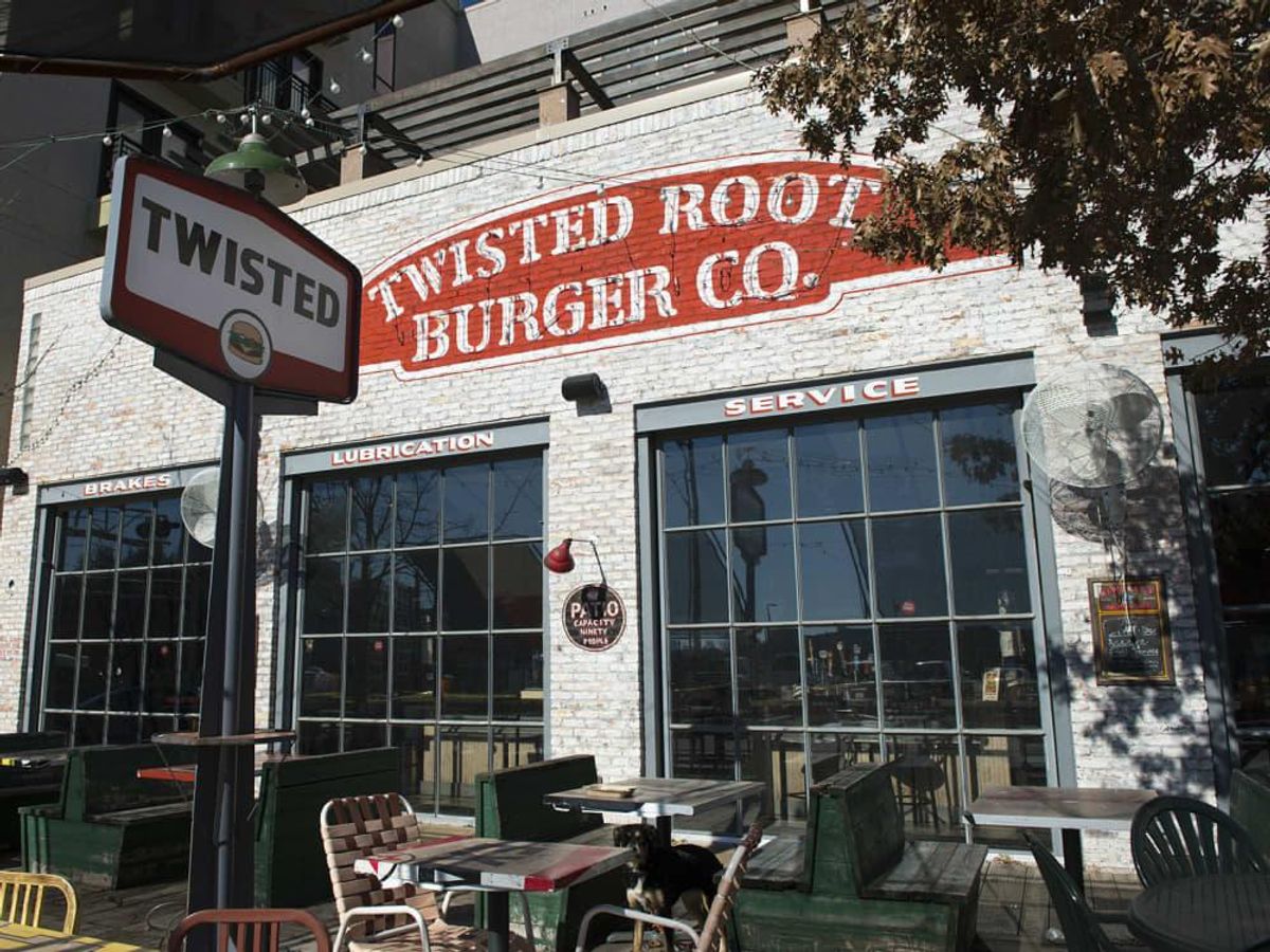 Twisted Root Burger Co. is located below The Shelby Residences ...