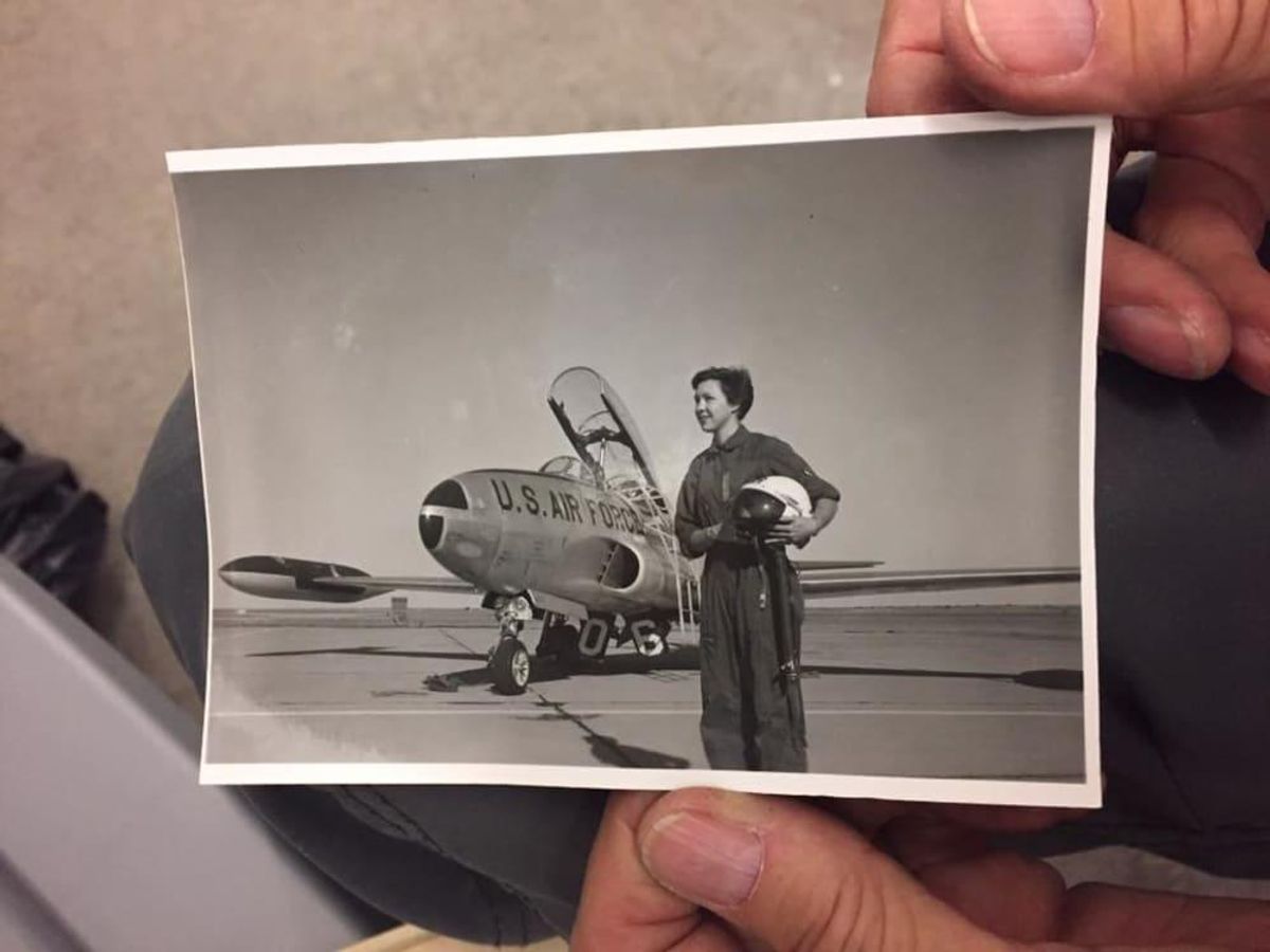 A vintage photo of Funk in her early 20s as a flight instructor on a ...