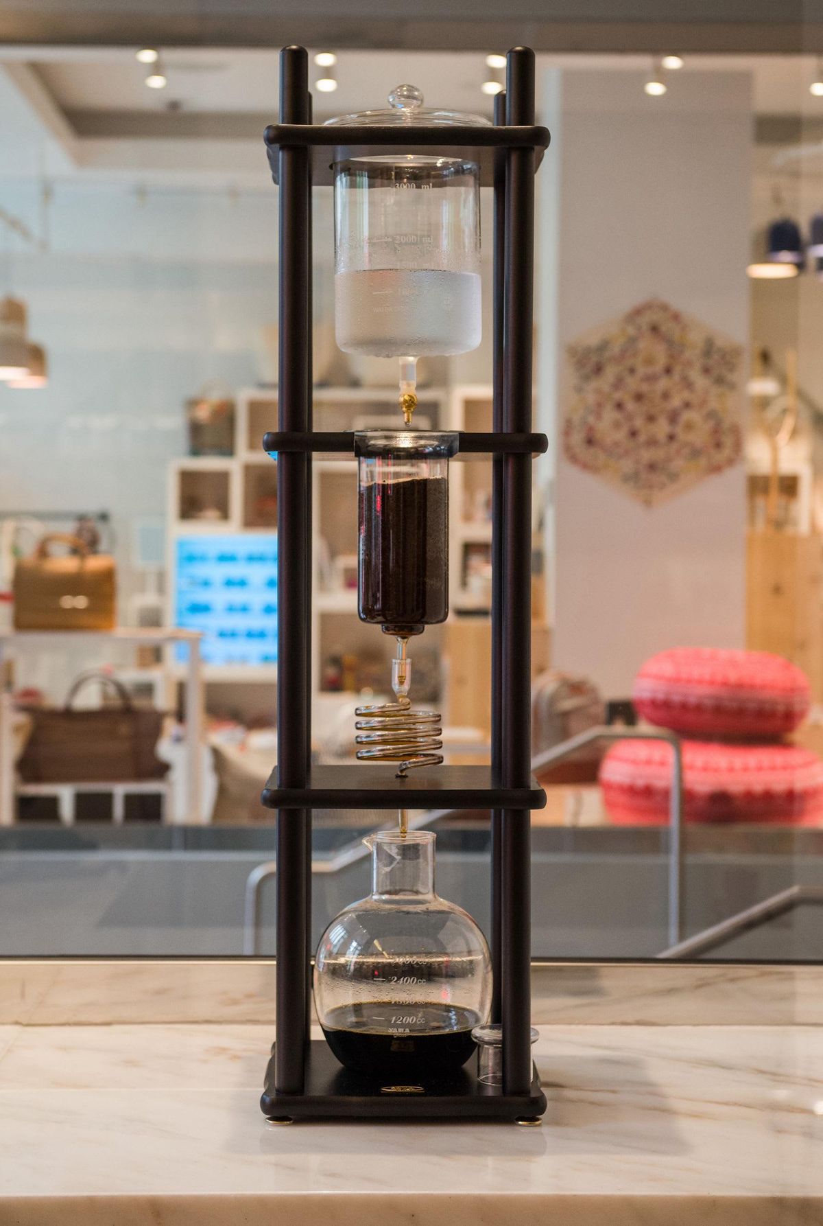 Weekend Coffee features a science-lab apparatus to brew its iced coffee ...